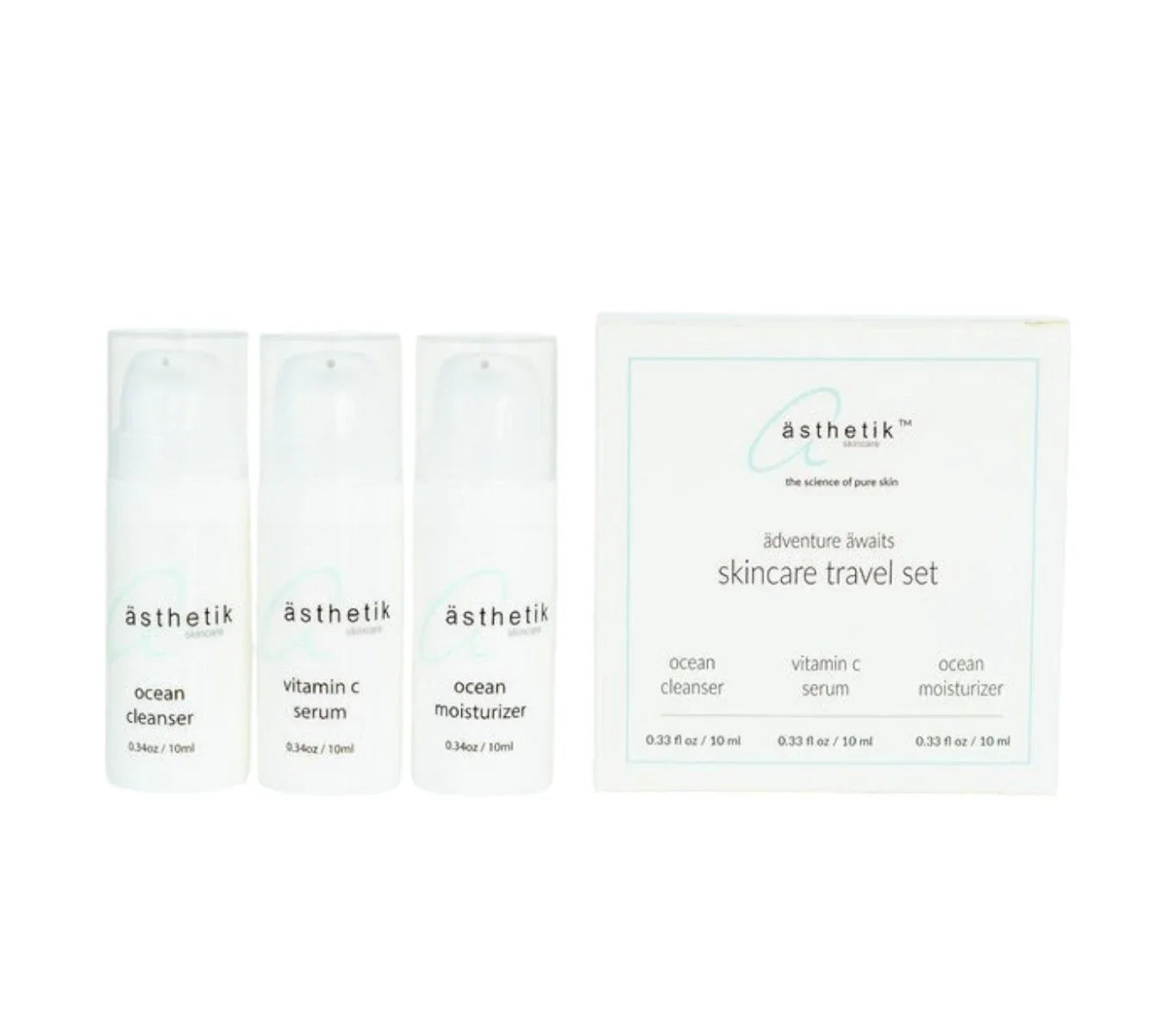 ästhetik skincare travel set | mini kit • TSA carry on size